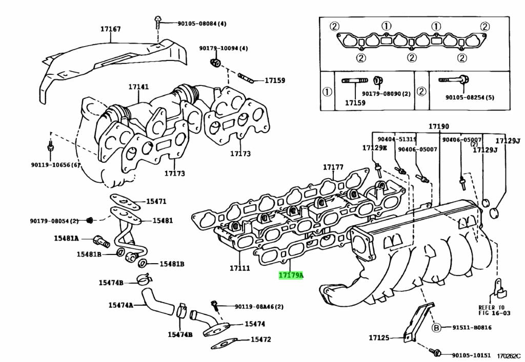 Toyota 1JZGTE OEM Upper Intake Gasket Jzx100 Jzx90 Jzx81 17179-88400 G ...