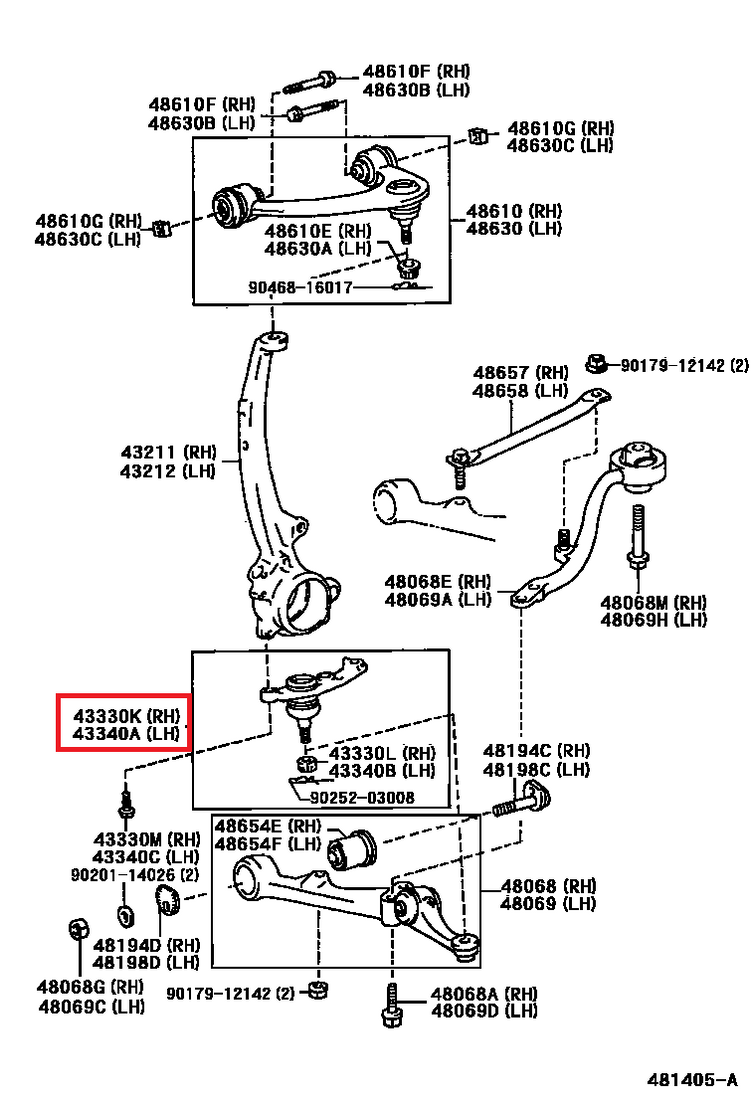 Toyota Jzx105 4WD Front Lower Ball Joints Jzx115 Jzx93 New Genuine OEM ...